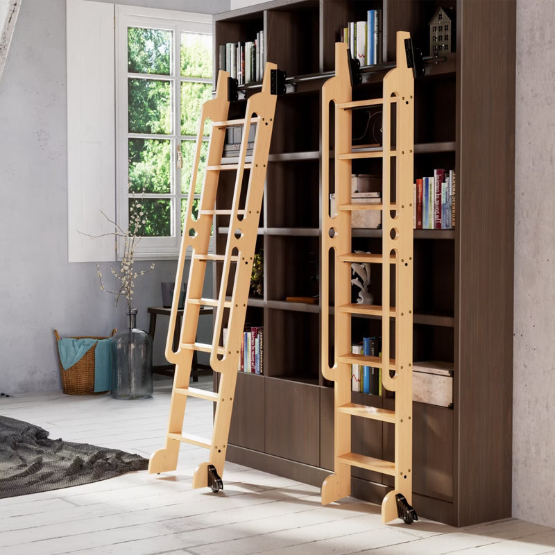 WFX Utility™ Dongola 7.78' 8 - Step Wood Rolling Straight Ladder | Wayfair